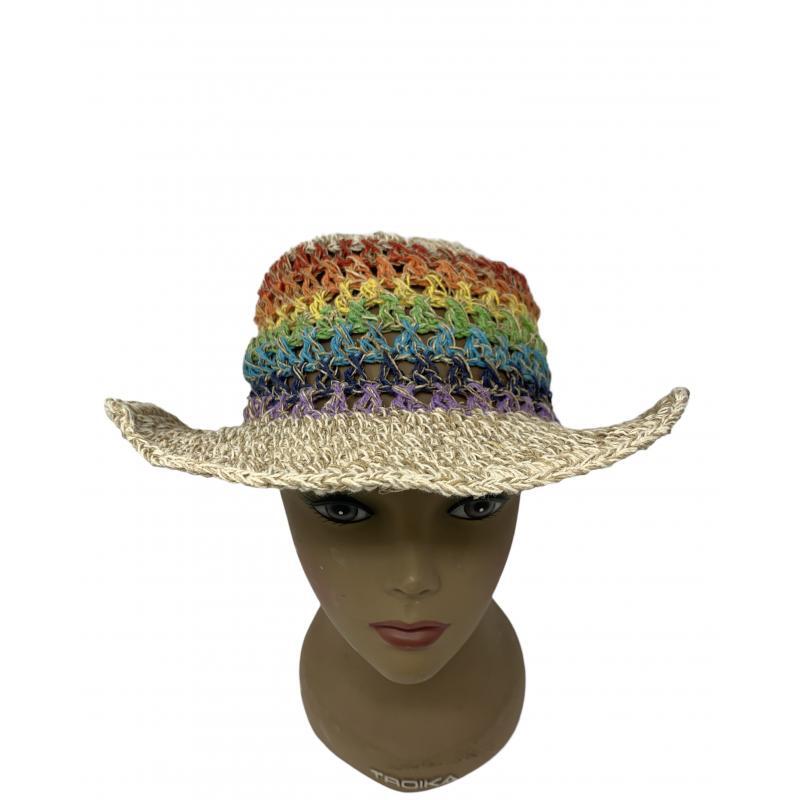 Bucket Style Rainbow Hemp Sun Hat | Seedless Green